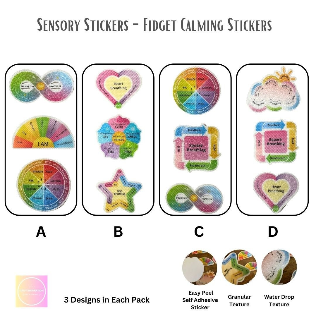 Calming Textured Sensory Stickers, Adhesives Fidget Textured Stickers ...