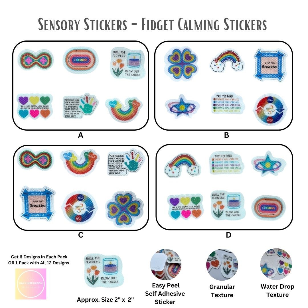 Calming Textured Sensory Stickers, Adhesives Fidget Textured Stickers ...