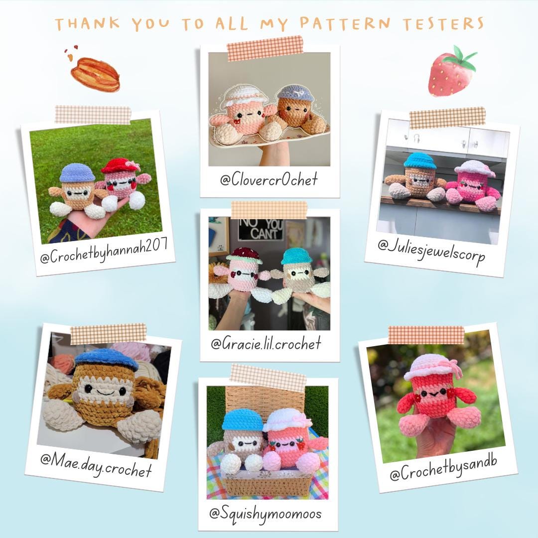 No-sew PB&J Buddies Crochet Pattern, Amigurumi Food (PDF Pattern) - Etsy