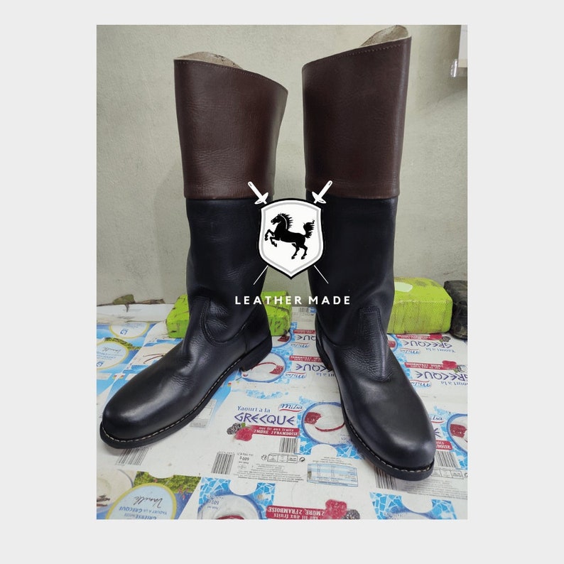 Handmade Leather Colonial Riding Boots: Black & Brown, US Size 5-15 - Etsy