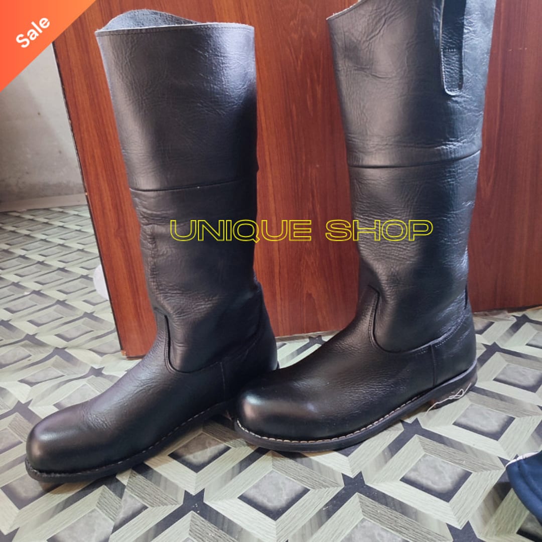 Revolutionary War Leather Boots in Black Leather. Step Into History ...