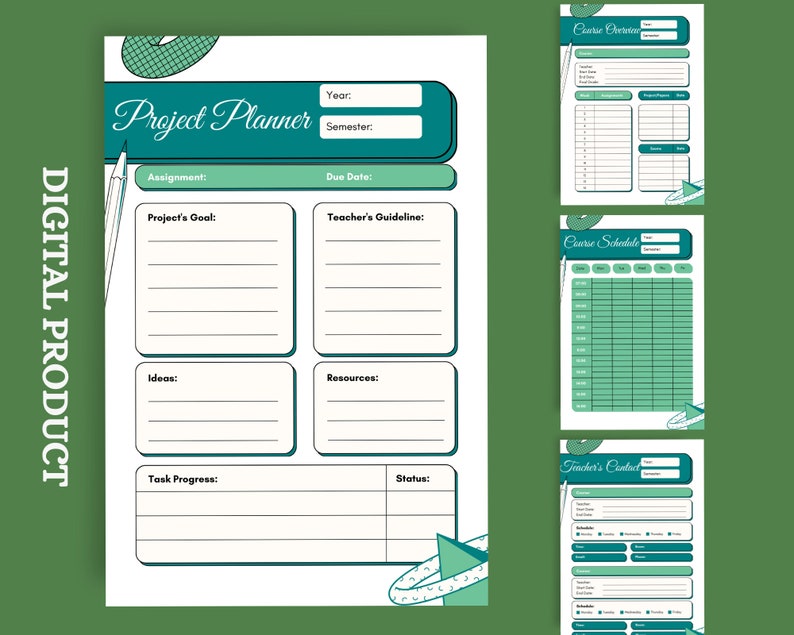 Project Planner PDF Printable, Undated Productivity Planner, Project ...