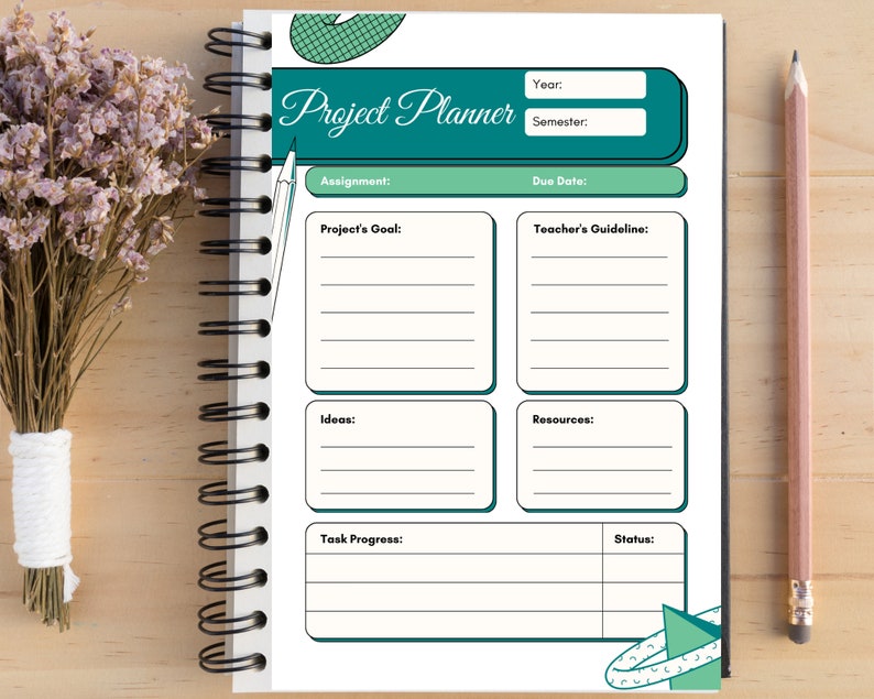 Project Planner PDF Printable, Undated Productivity Planner, Project ...