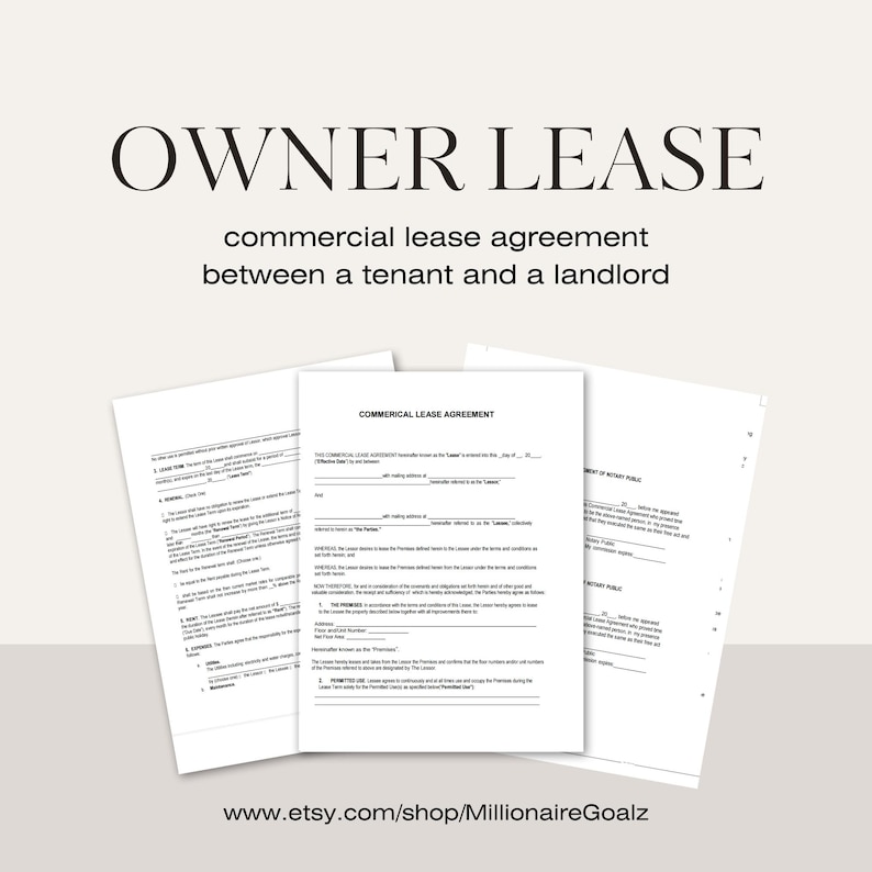Printable Commercial Lease Agreement Template (PDF & Word) - Etsy