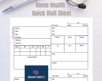 Home Health Nurse Report Sheet - Etsy