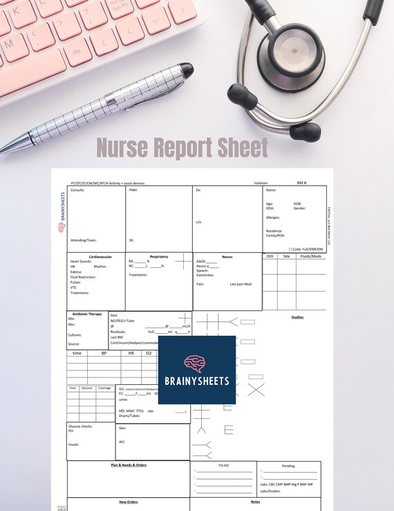 Nurse Report Sheetmedsurg Report Sheettelemetry Report - Etsy