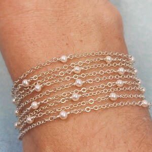 Pearl Beaded Chain by the Foot Permanent Jewelry 14K Gold Filled ...