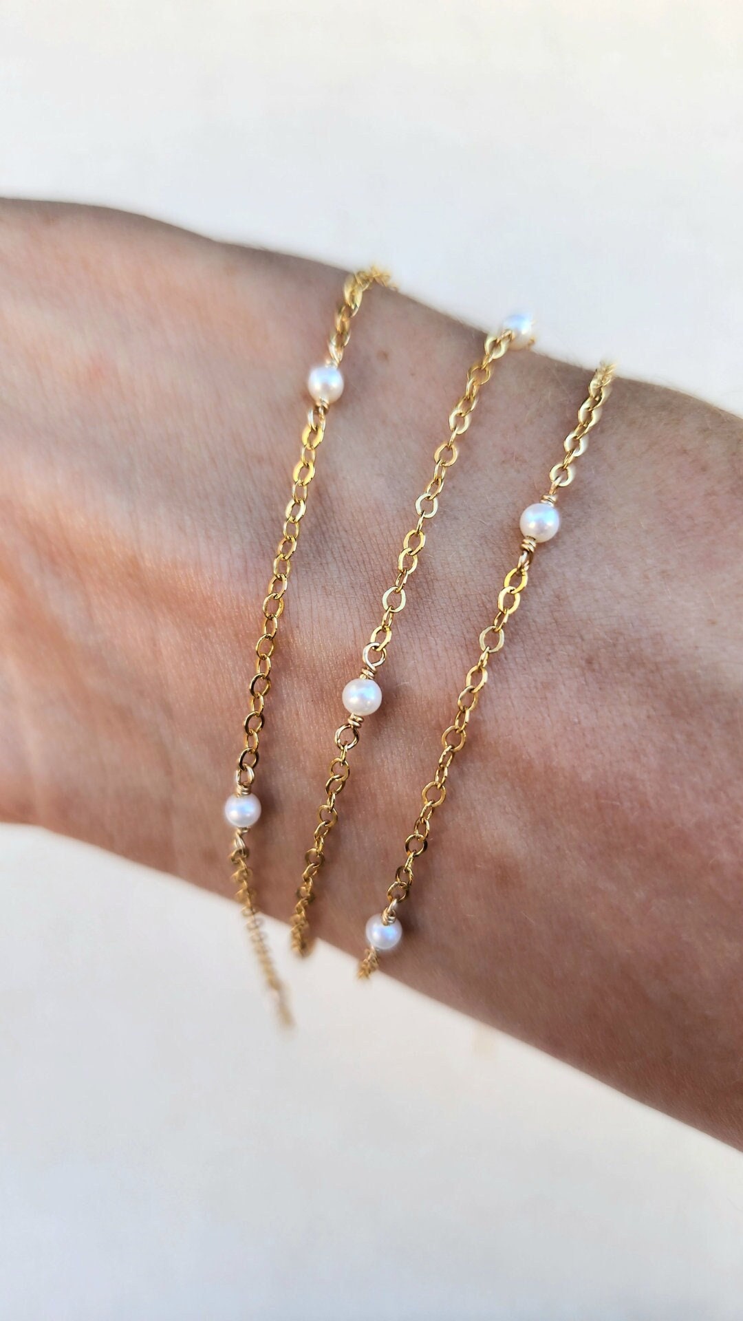 Permanent Jewelry Gold Pearl Chain 14k Permanent Jewelry Gold Pearl ...