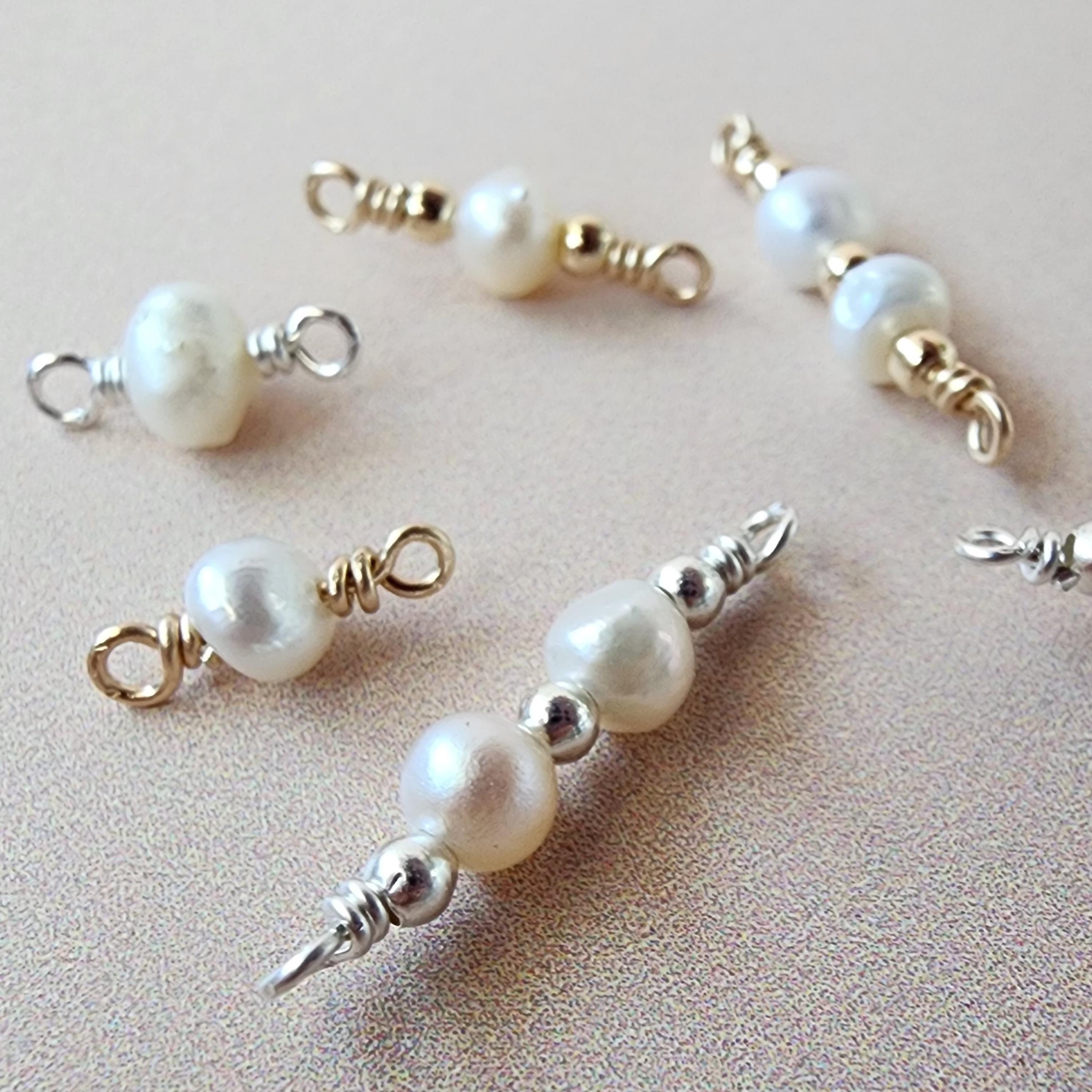 Freshwater Pearl Connector 14K Gold Filled Pearl Charm Sterling Silver ...