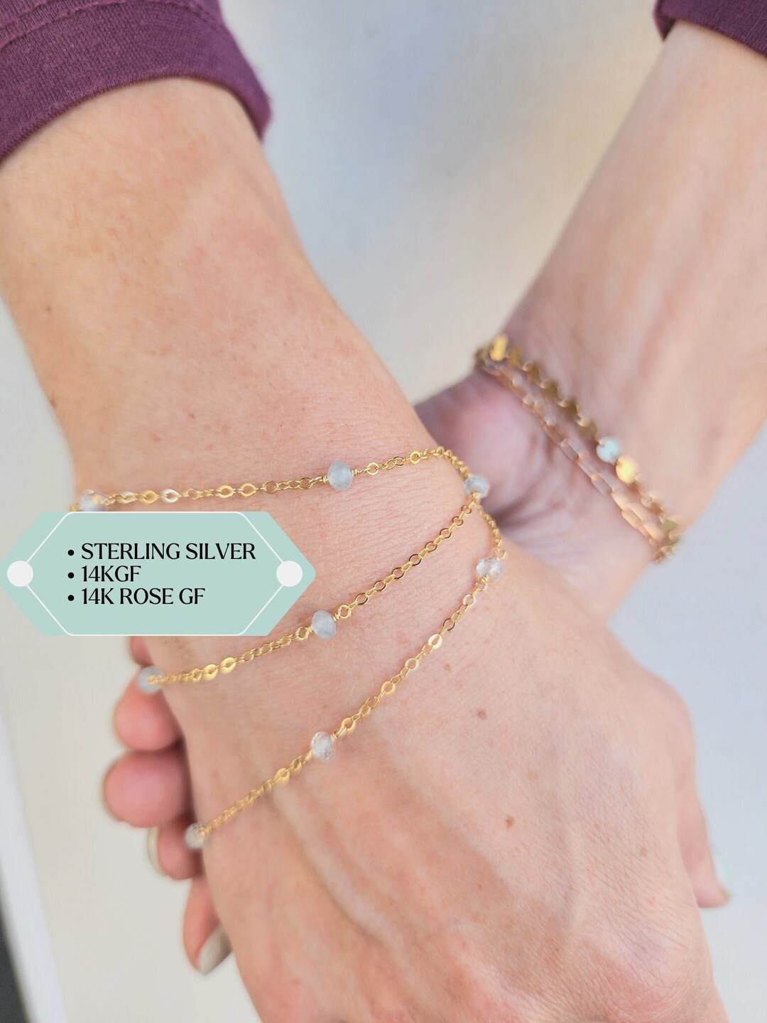 Gold Aquamarine Chain Permanent Jewelry Real Aquamarine Chain for ...