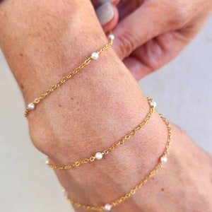 Pearl Beaded Chain by the Foot Permanent Jewelry 14K Gold Filled ...