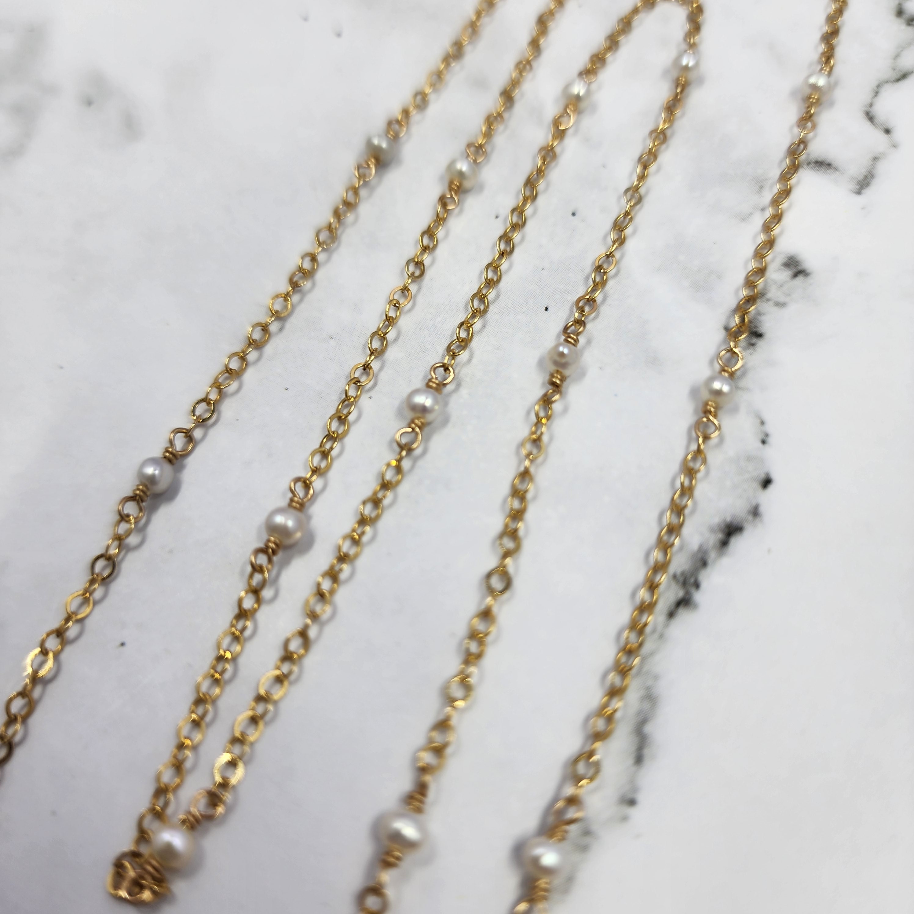 Gold Pearl Chain Permanent Jewelry Real Pearl Chain for Permanent ...