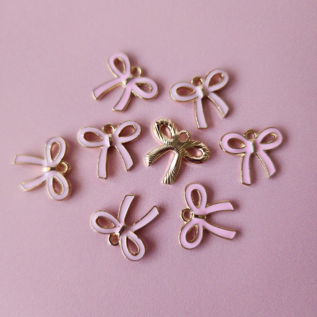 Pink Bow Charm for Jewelry Making Bow Charm Stanley Tumbler Charm ...
