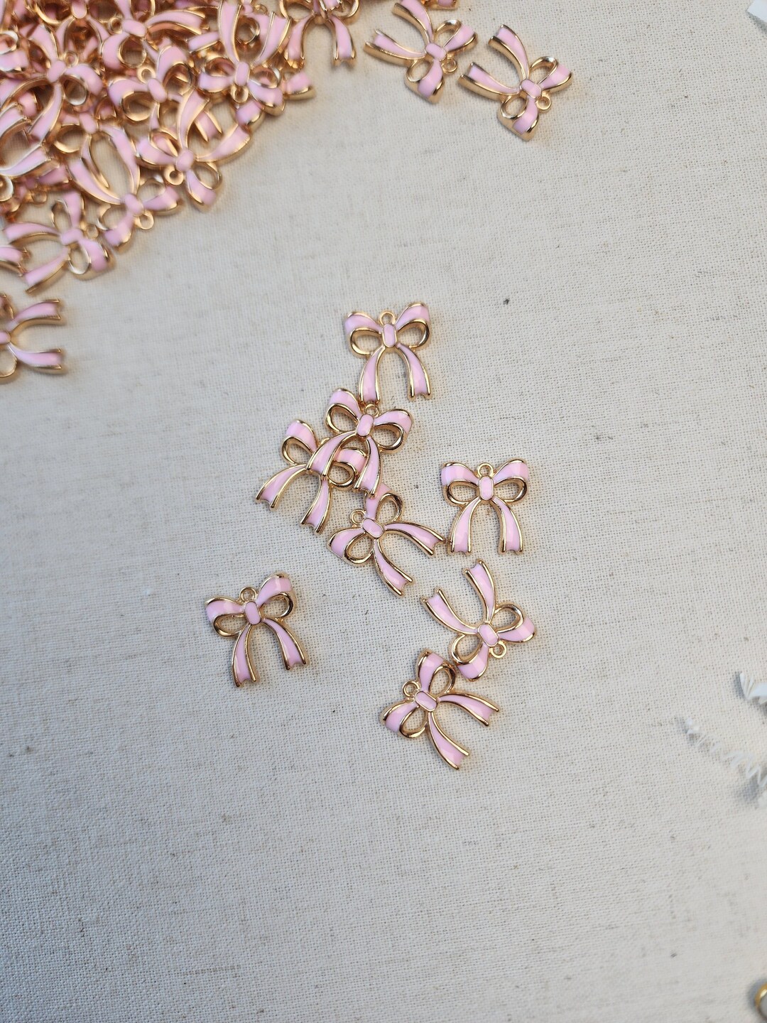 Pink Bow Charm Trinket Vintage Inspired Charm Accessory Pink Bow Charm ...