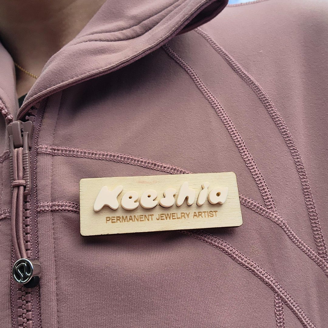 Custom Work Name Tag Permanent Jewelry Business Name Tag Magnetic Name ...