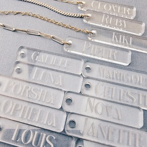 Acrylic Jewelry Tags Personalized Custom Names Permanent Jewelry Chain ...