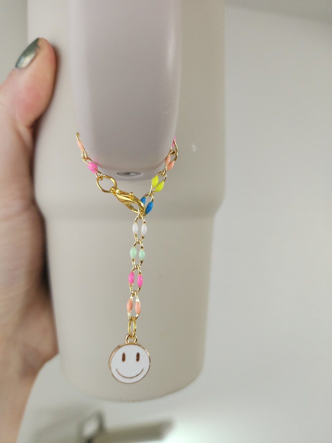 Thermos Handle Charm Pink Tumbler Charm Gold Tumbler Handle Charm Retro ...