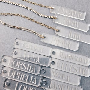 Acrylic Jewelry Tags Personalized Custom Names Permanent Jewelry Chain ...