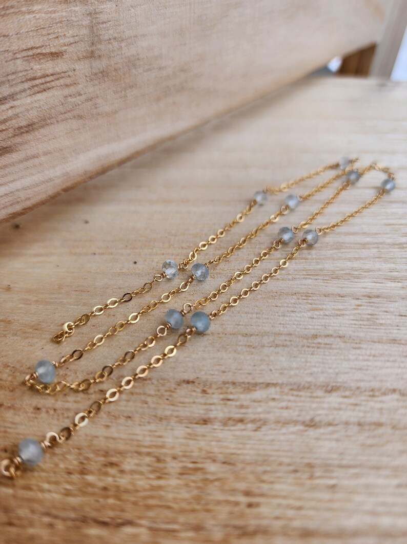 Gold Aquamarine Chain Permanent Jewelry Real Aquamarine Chain - Etsy