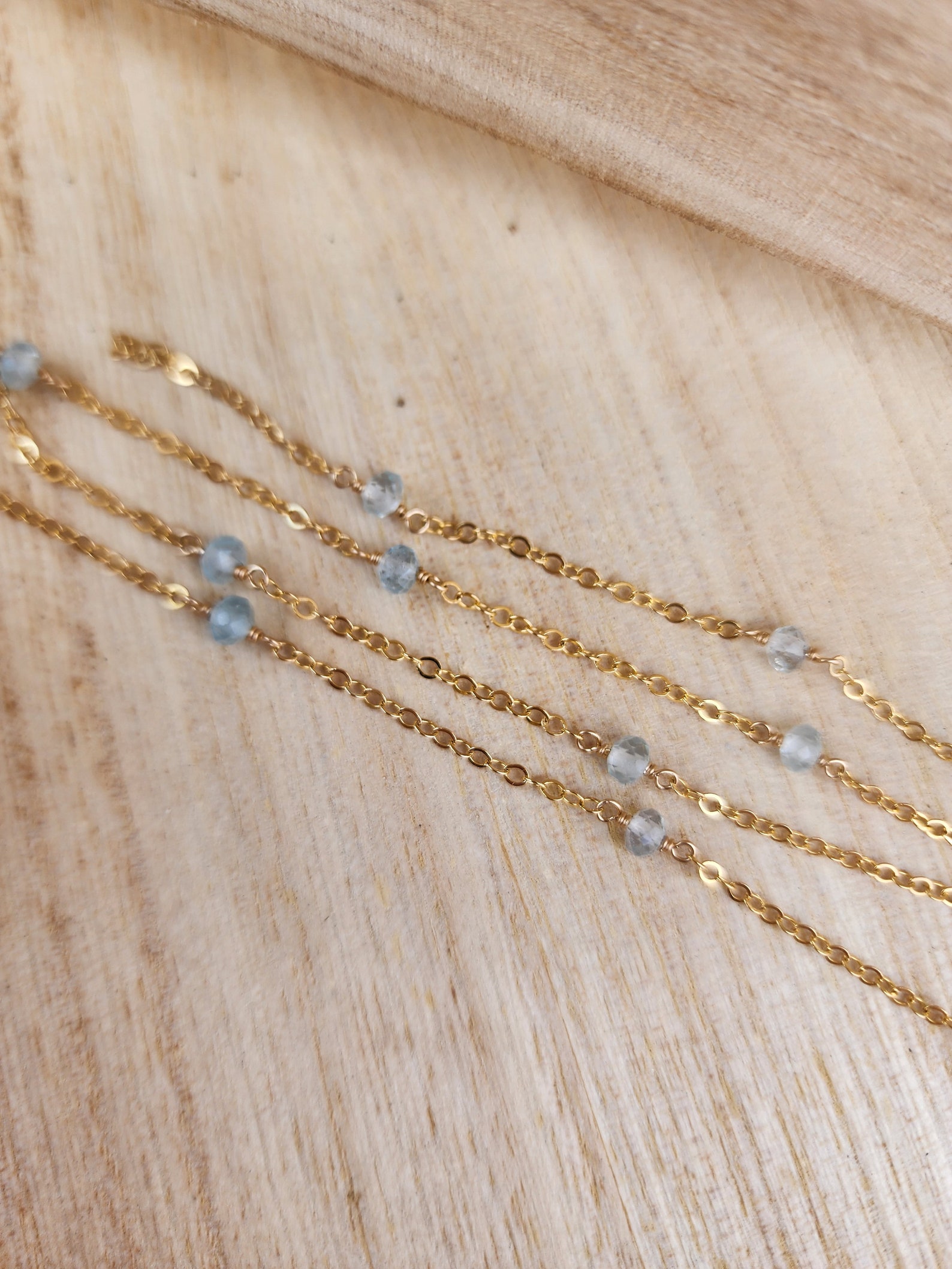 Gold Aquamarine Chain Permanent Jewelry Real Aquamarine Chain - Etsy
