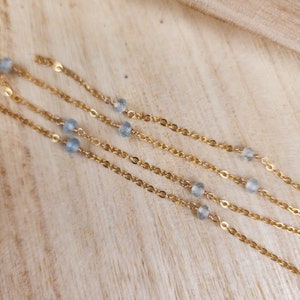 Gold Aquamarine Chain Permanent Jewelry Real Aquamarine Chain - Etsy