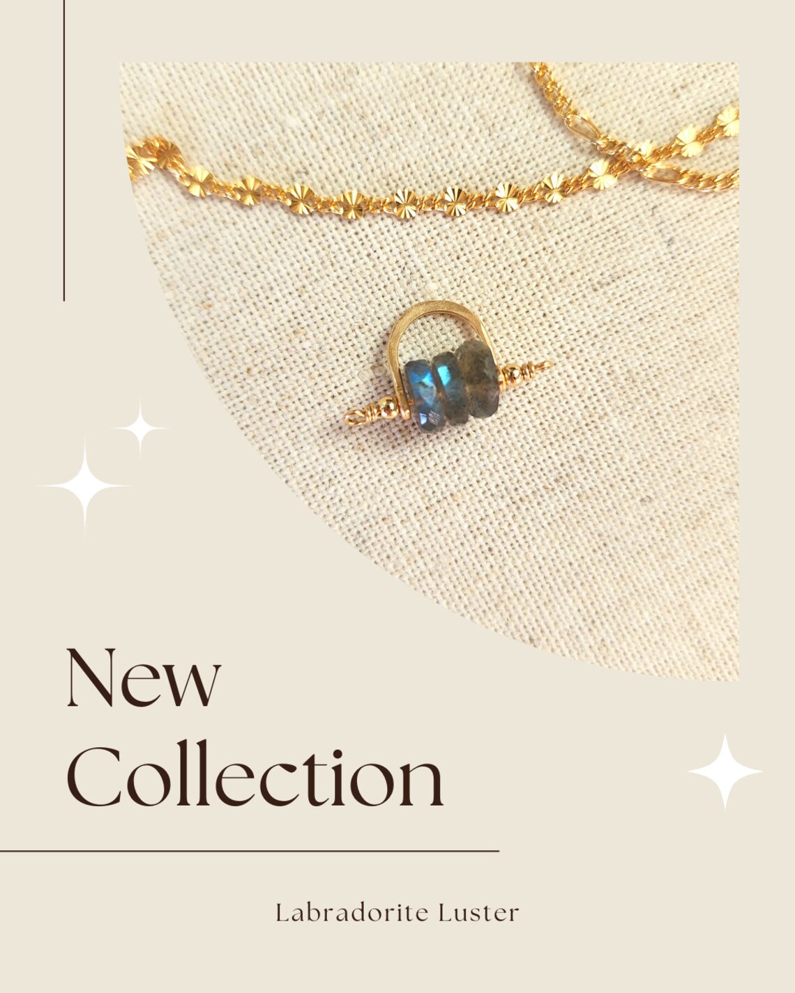 Labradorite Luster Permanent Jewelry Connector Charm Unique 14K Gold ...
