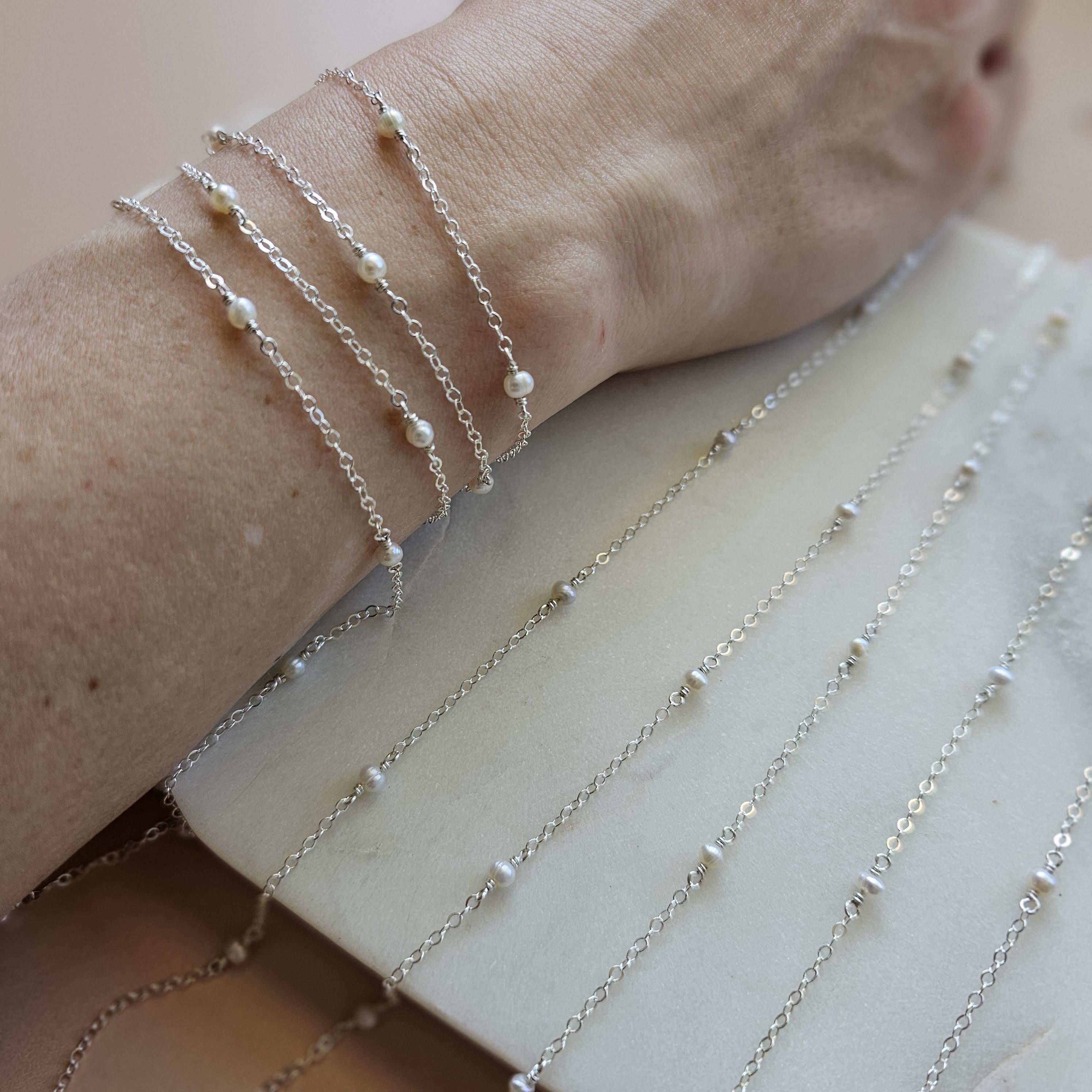 Permanent Jewelry Gold Pearl Chain 14k Permanent Jewelry Gold Pearl ...