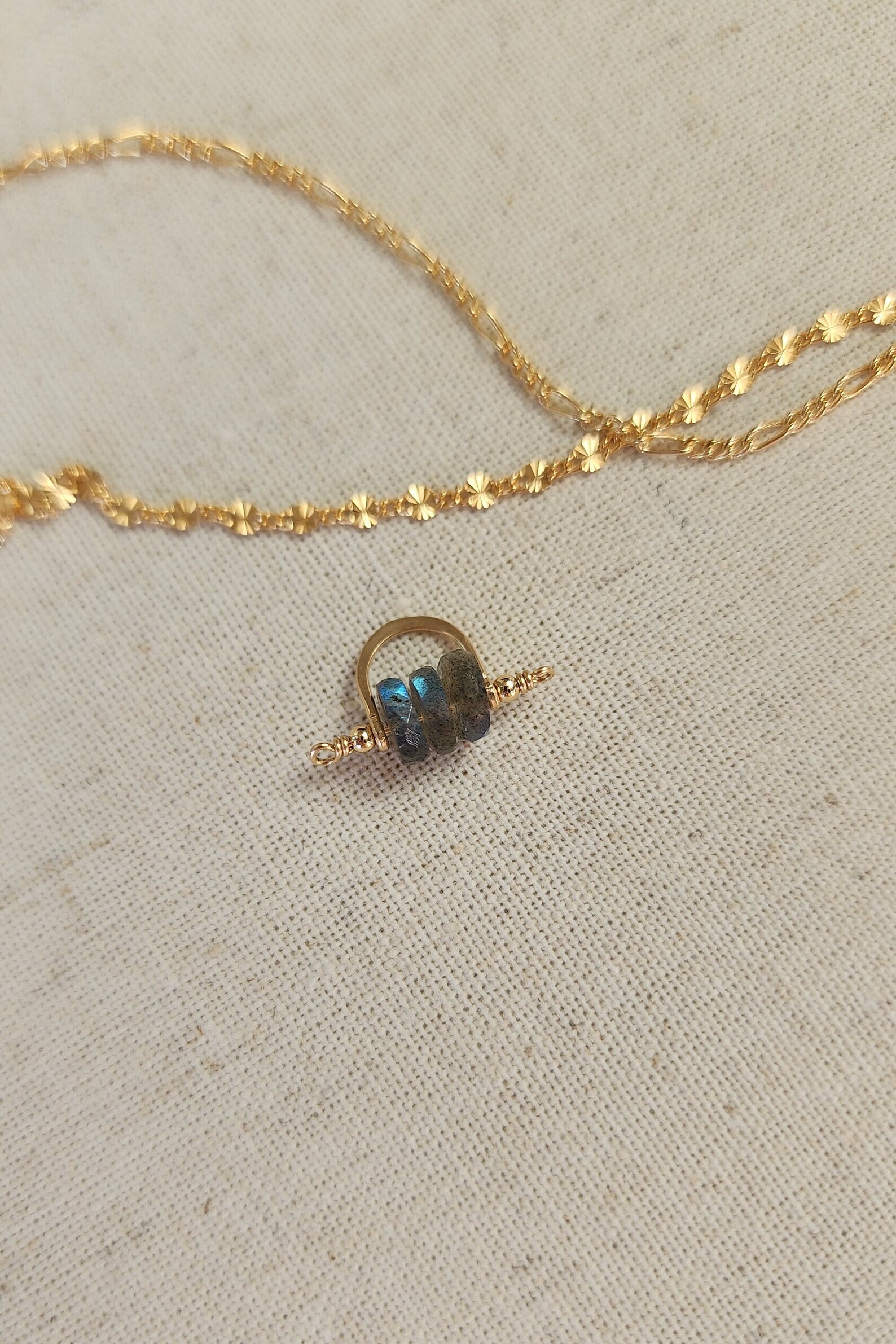 Labradorite Luster Permanent Jewelry Connector Charm Unique 14K Gold ...