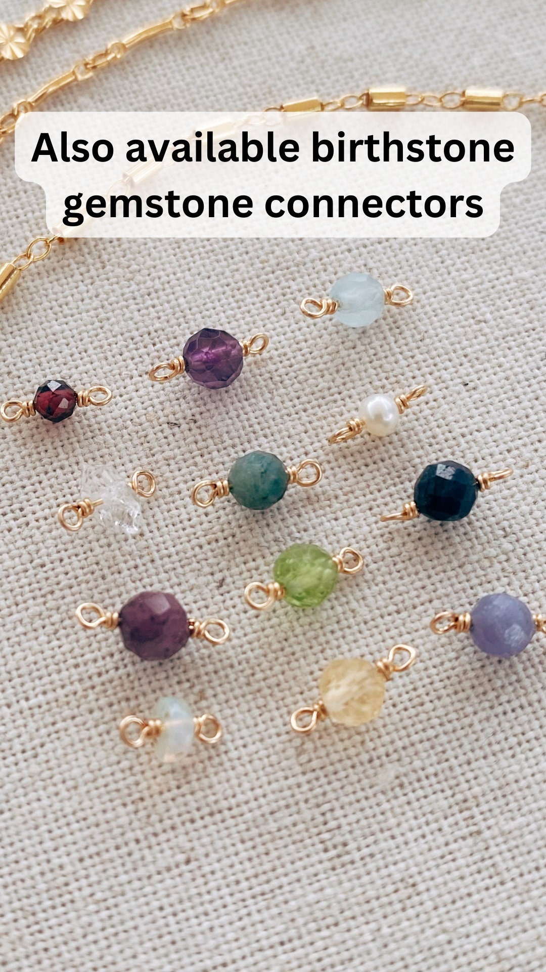 Labradorite Luster Permanent Jewelry Connector Charm Unique 14K Gold ...