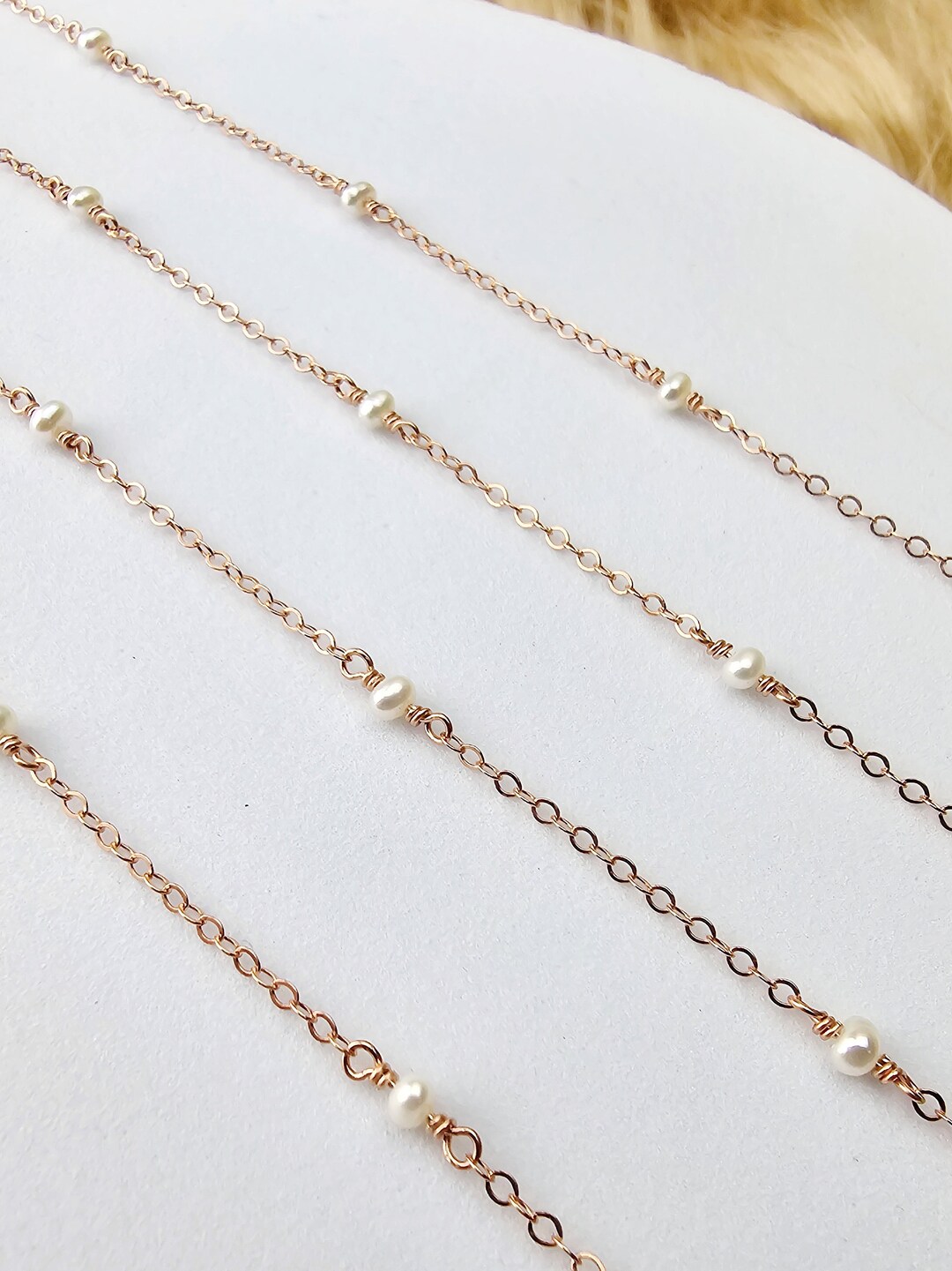 Permanent Jewelry Chain Freshwater Pearl 14k Rose Gold Chain Permanent ...