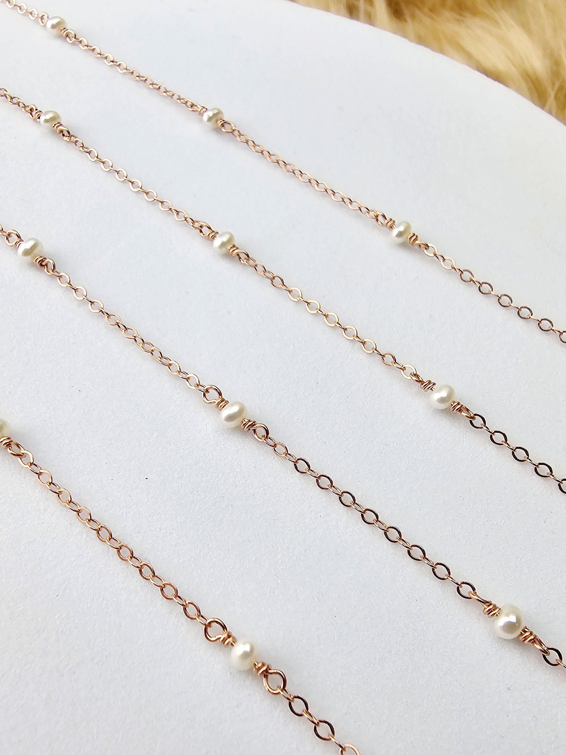 Permanent Jewelry Chain Freshwater Pearl 14k Rose Gold Chain Permanent ...