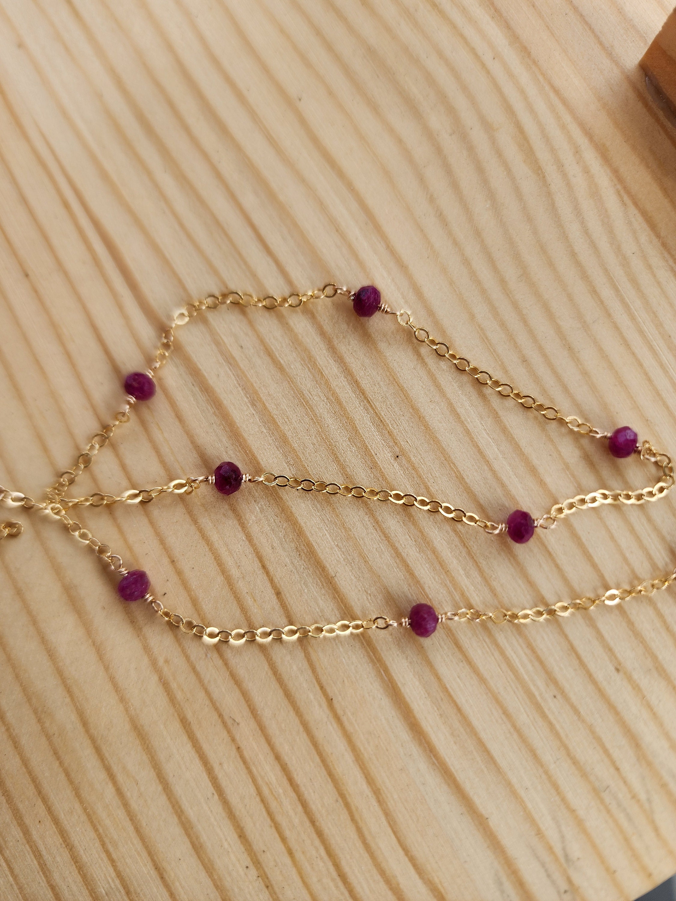 Gold Ruby Chain Permanent Jewelry Real Ruby Chain for - Etsy