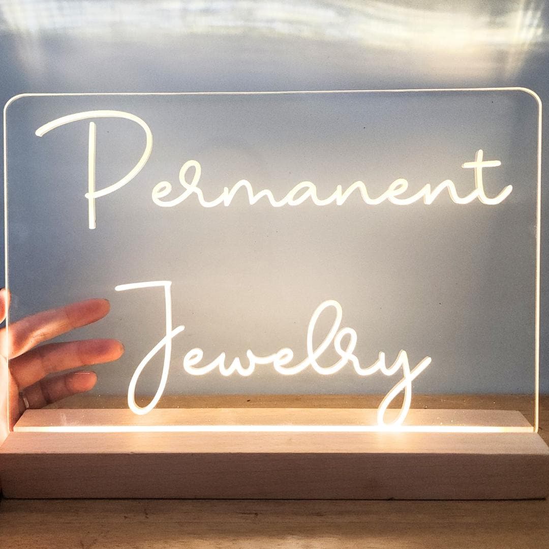 Permanent Jewelry Business Sign Custom Logo Glowing Sign for Popup Shop ...
