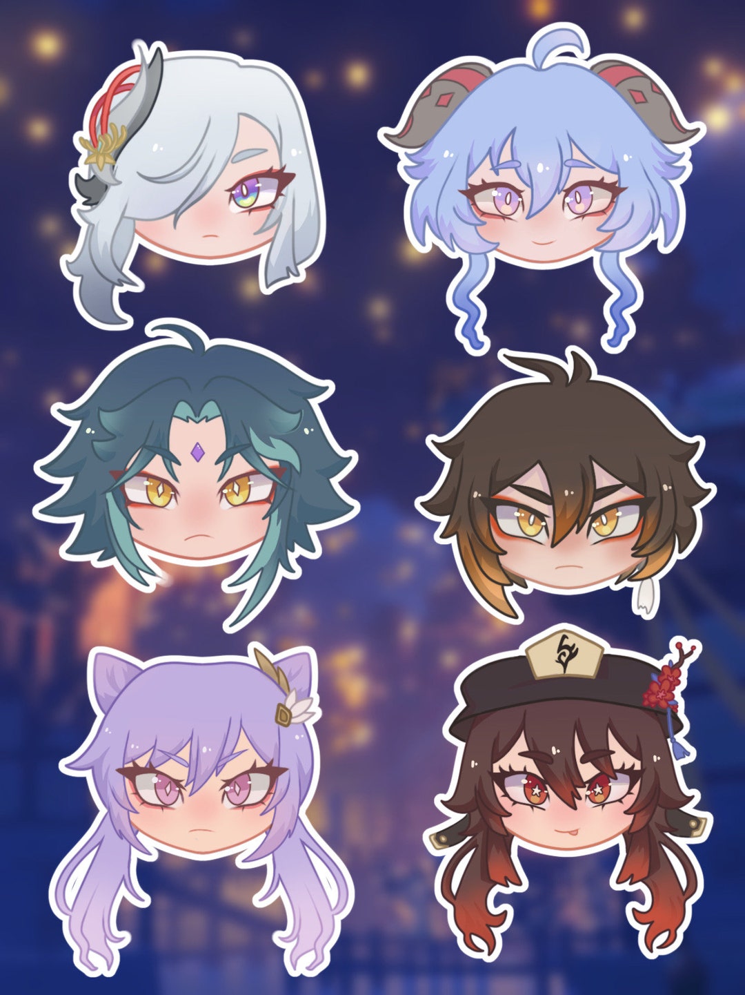 Genshin Impact Liyue Lantern Rite Sticker Set Ganyu Xiao Hu Tao Zhongli ...