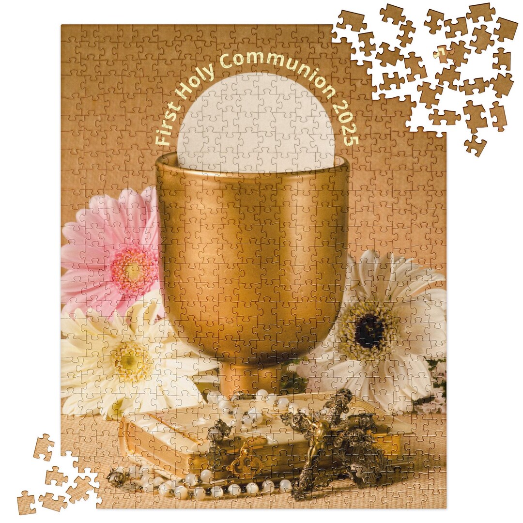 First Communion Jigsaw Puzzle for Kids - Bible, Chalice, Wafer and ...