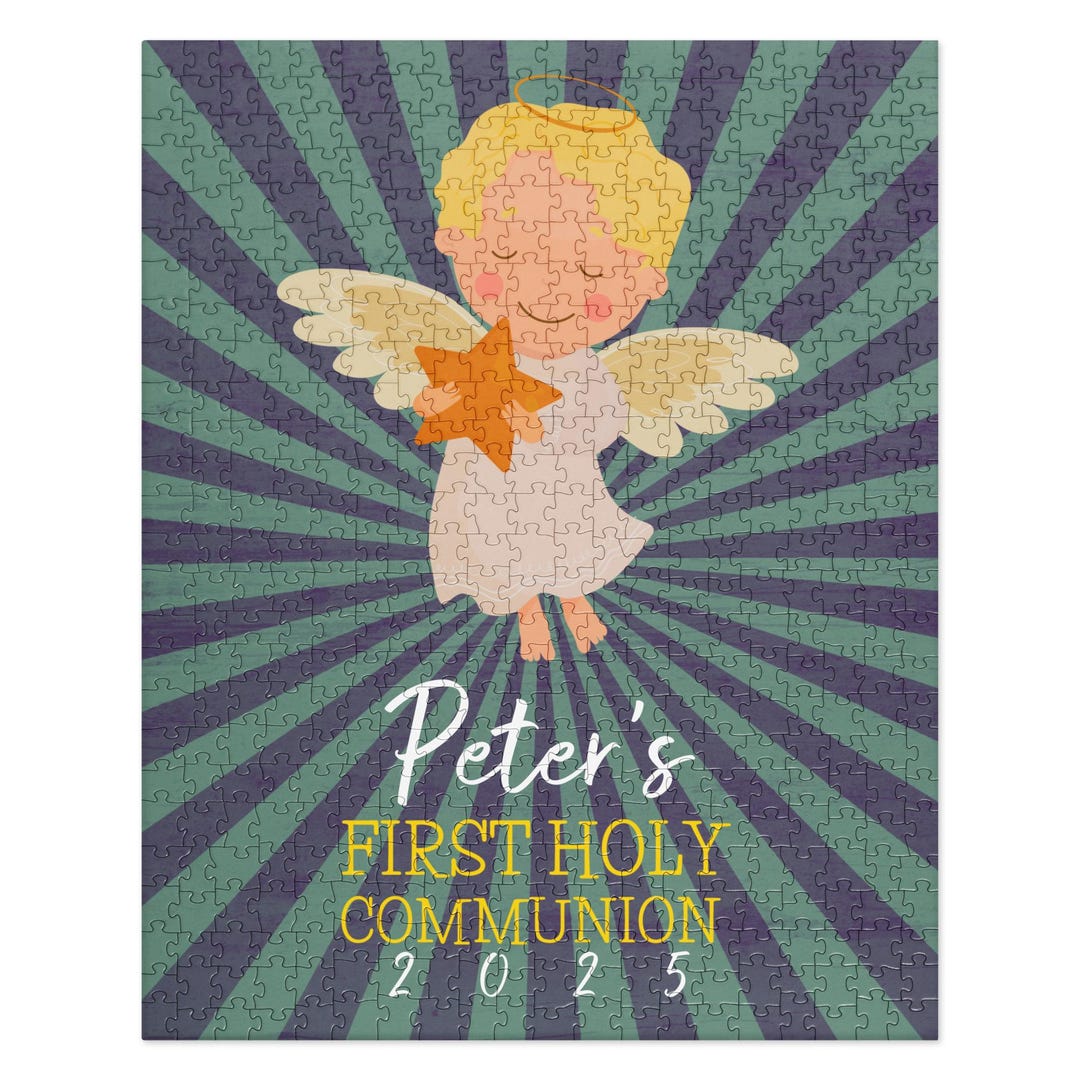 Personalized First Communion Jigsaw Puzzle for Kids, Angel, Name and ...