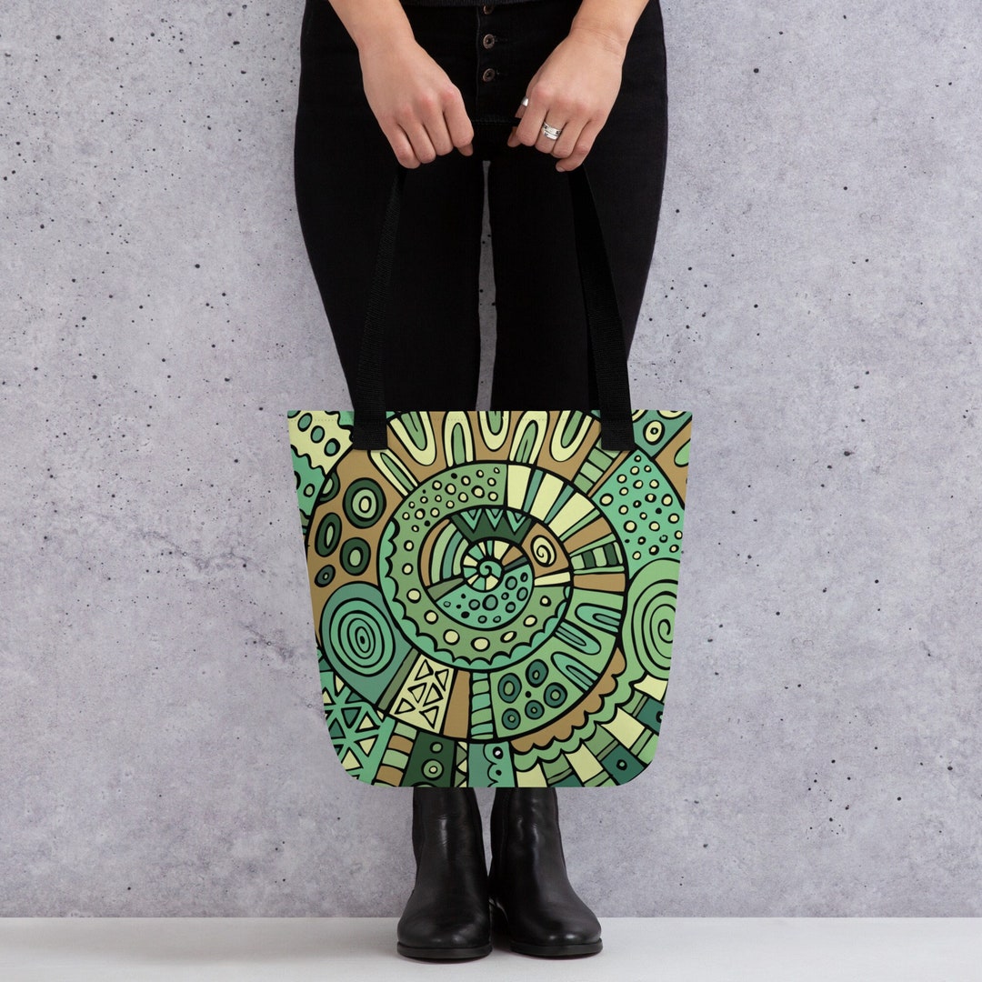 Spiritual Bag for Her Mandala Mindfulness Design Tote Bag Green Mandala ...