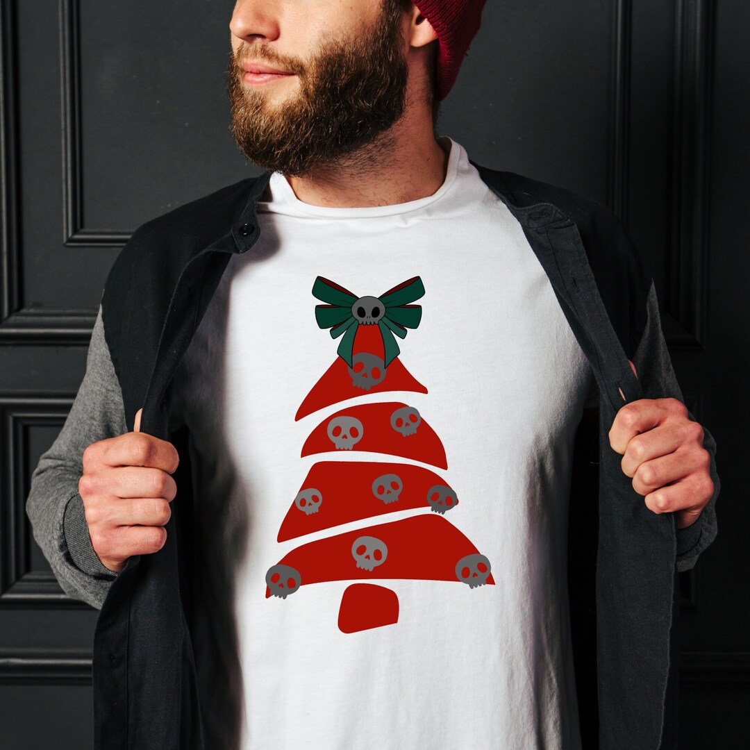 Goth Christmas Shirt Goth Christmas Tree Shirt With Skull Ornaments ...