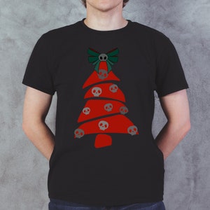 Goth Christmas Shirt Goth Christmas Tree Shirt With Skull Ornaments ...