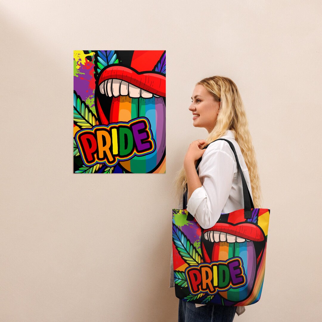 Pride Bag, Rainbow Tote Bag, LGBTQ+ Tote Bag, Full Lips High Heels ...