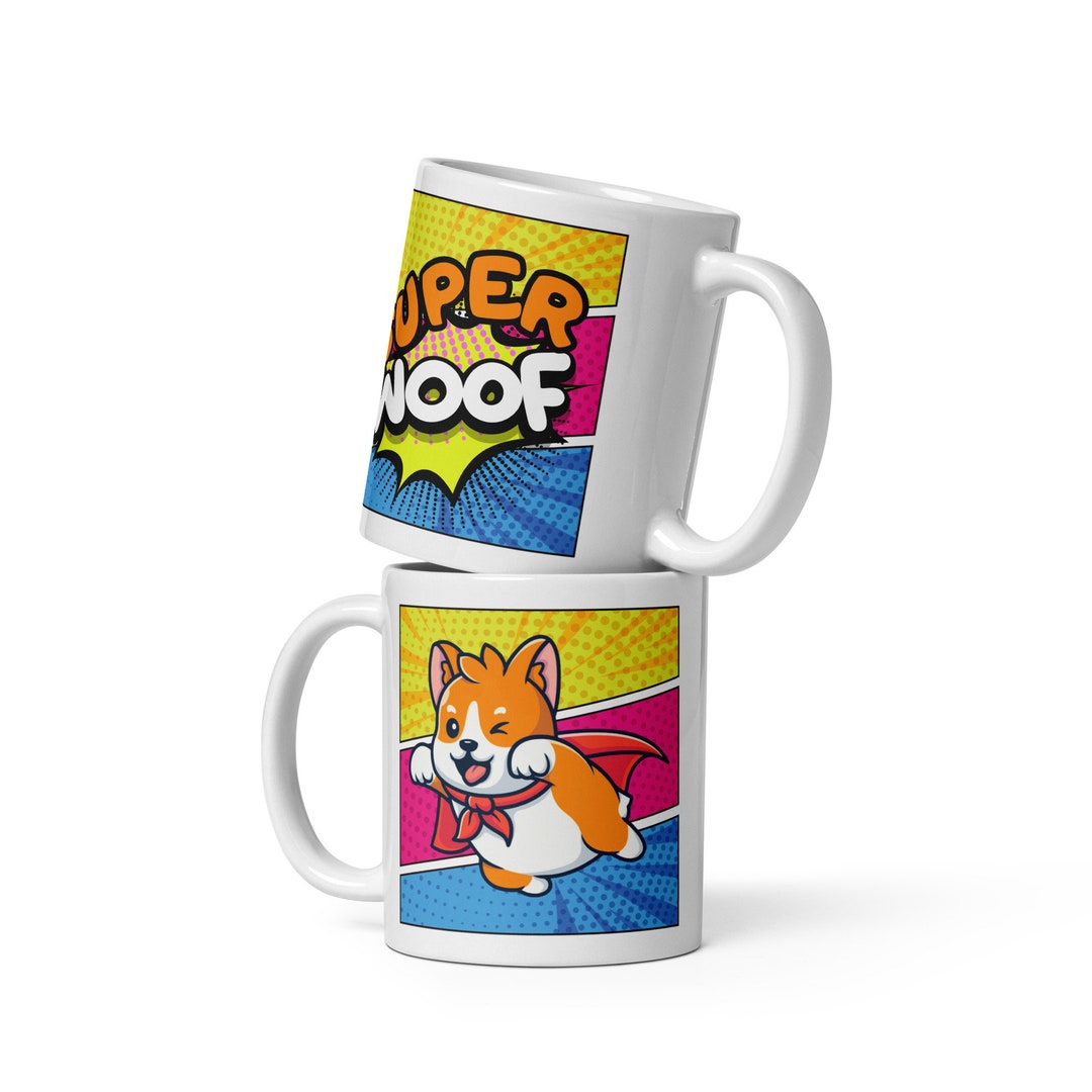 Dog Mug Super Woof Comic Style Coffee Cup Gift Idea for Dog Mom Gift ...
