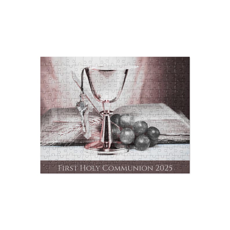 First Communion Jigsaw Puzzle for Kids, Bible, Chalice and Grapes ...