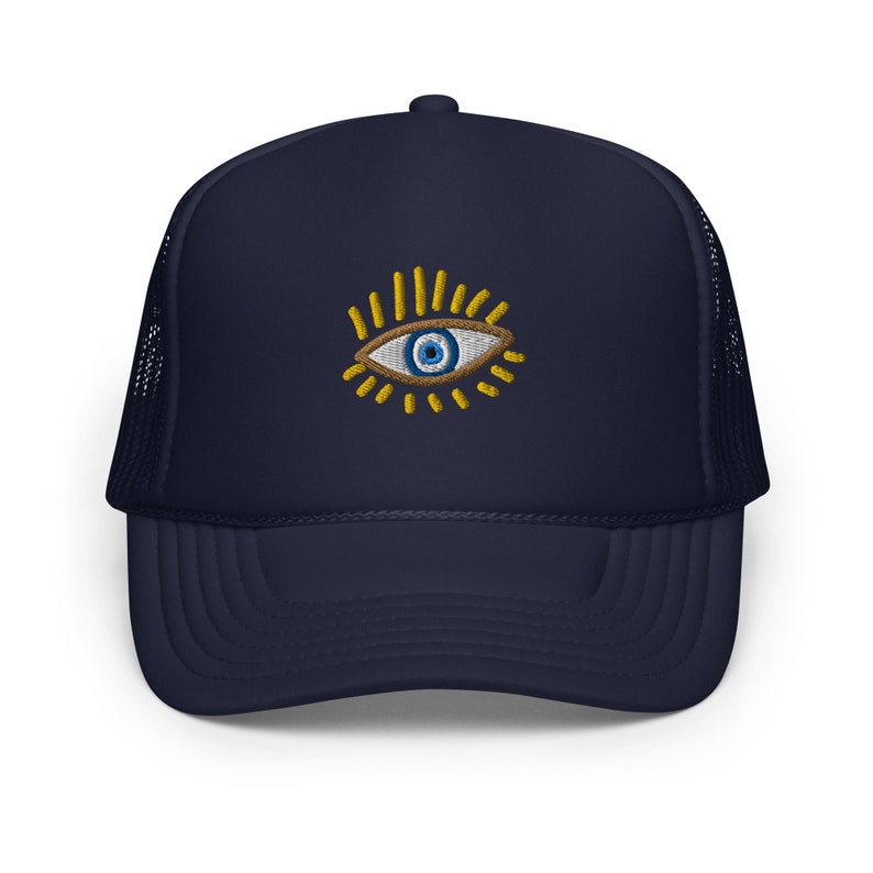 Greek Evil Third Eye Mystical Foam Trucker Hat With Turkish Evil Eye ...
