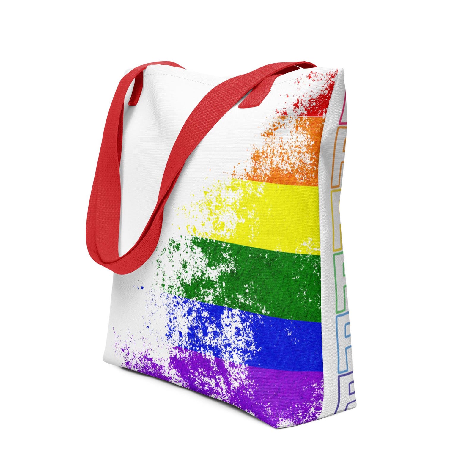 Pride LGBTQ+ Tote Bag, Washed Rainbow Color Background, Unisex Pride ...