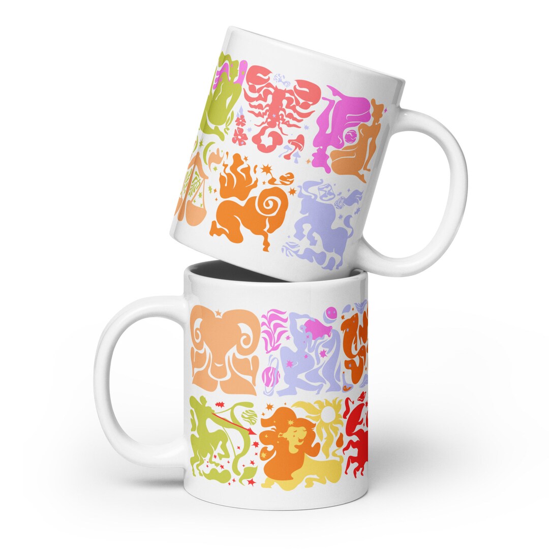 12 Zodiac Signs Mug, Astrology Cosmic Sign Coffee Mug, Whimsical ...