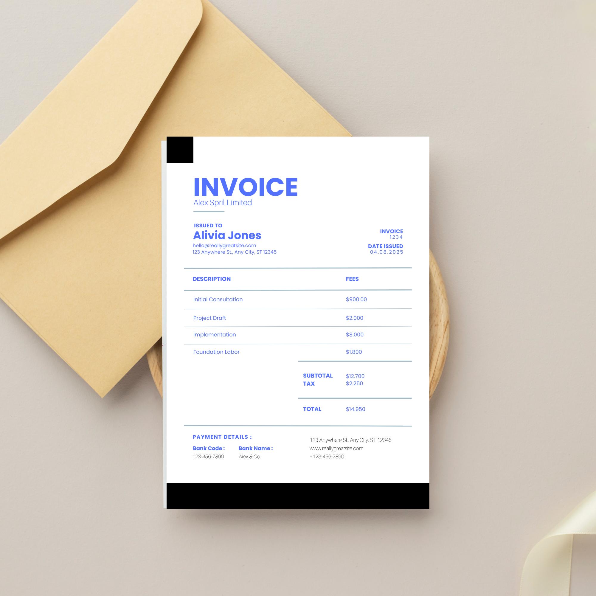 Invoice Template Editable, Business Custom Order Form Printable ...