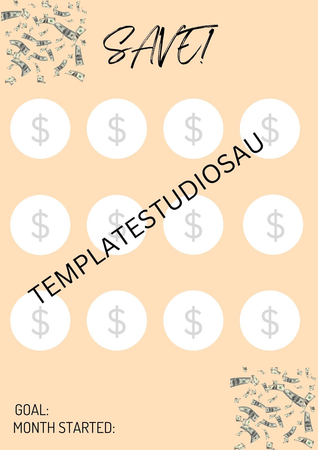 12 Month Money Saving Goal Template DIGITAL DOWNLOAD - Etsy