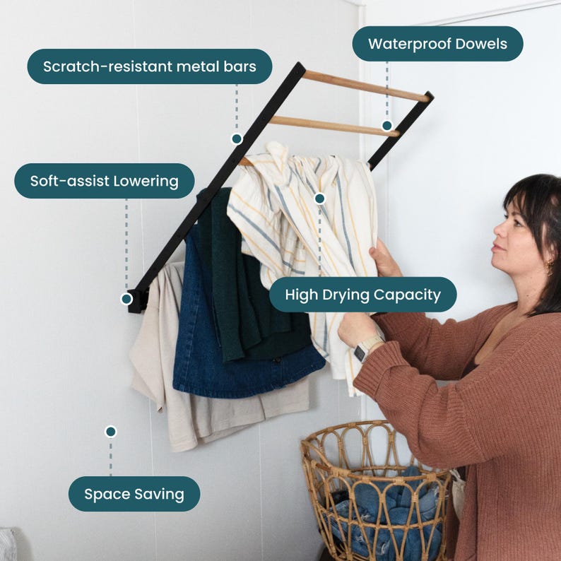 Wall Mount Laundry Drying Rack- THE NICE RACK - Etsy