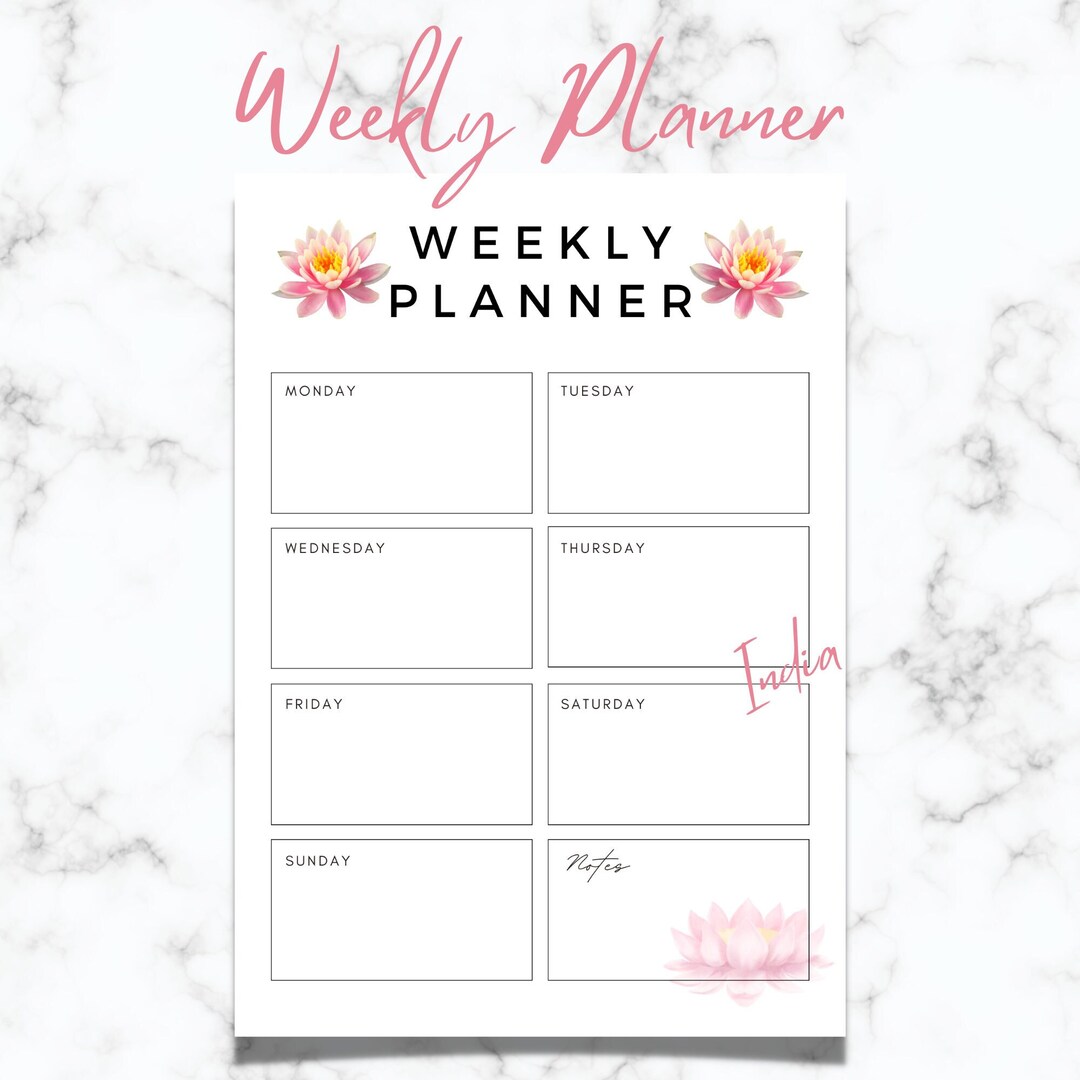 Weekly Planner | Printable Planner | India | Flowers - Etsy