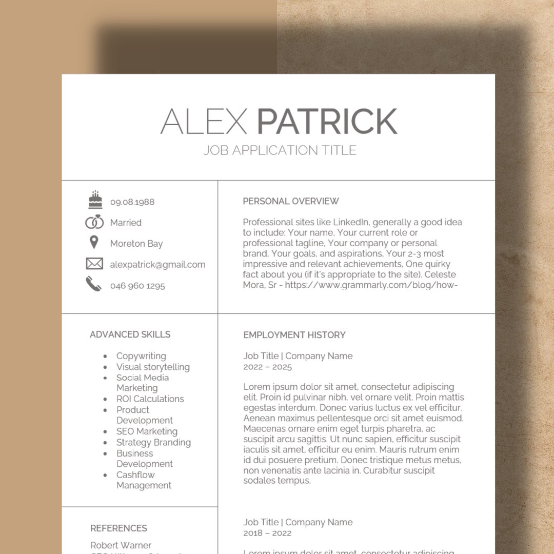 Resume Template | Word Document | Professional - Etsy